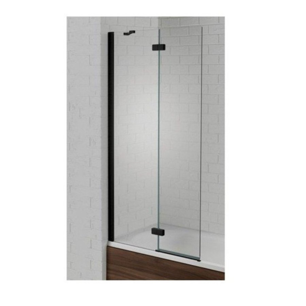 Aquadart Venturi 6 900mm Left Hand Black Hinged Bath Screen | AQ6003L-BLK