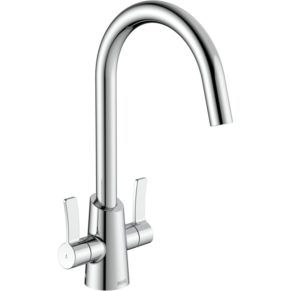 Bristan Acorn Easy Fit Twin Lever Chrome Mono Sink Mixer | Kitchen Tap
