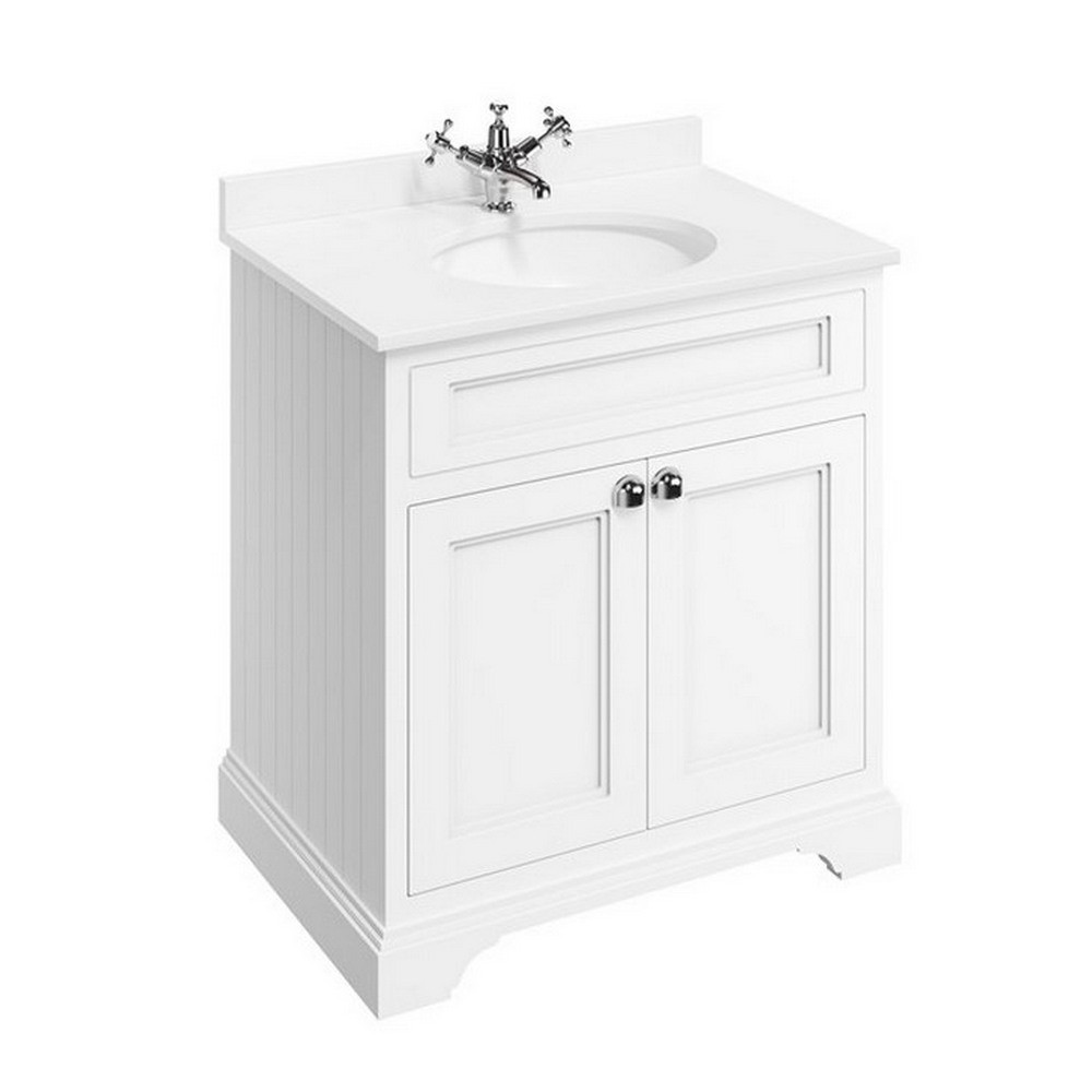 Burlington Freestanding 750mm Vanity Unit with Basin in Matt White ...