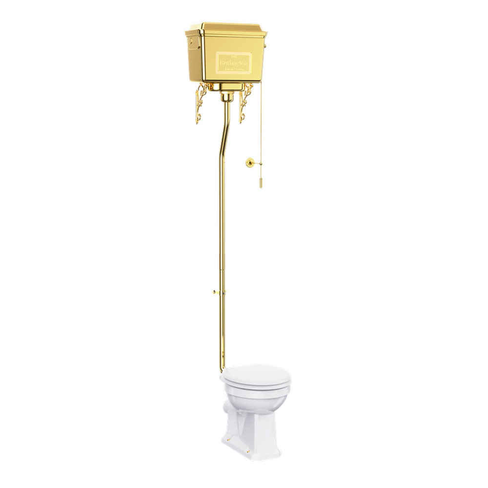 Burlington Standard High Level WC with Gold Lever Cistern | Toilet