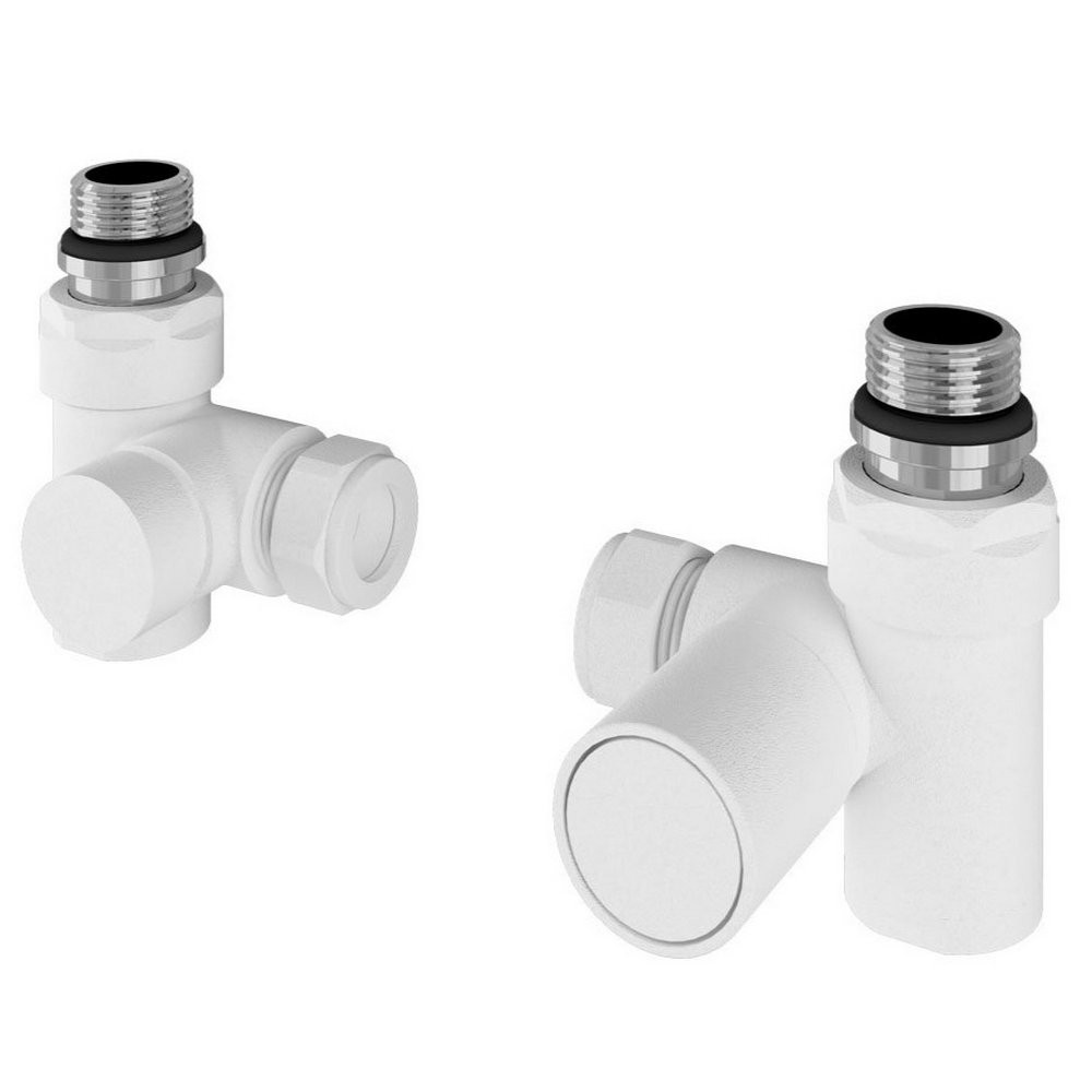 Eastbrook 15mm Matt White Dual Fuel Corner Manual Radiator Valves | Low ...