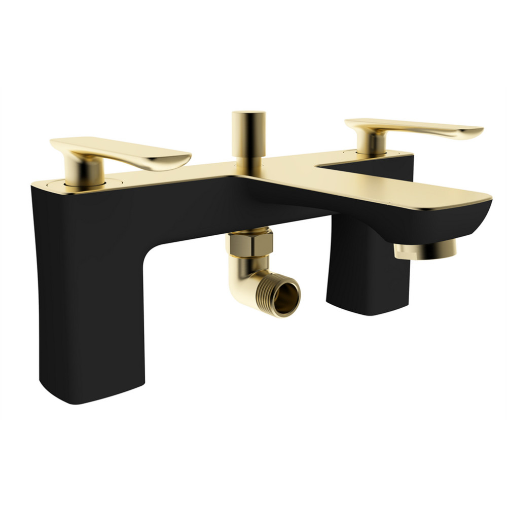 Eastbrook Helston Black and Brushed Brass Bath Shower Mixer | Bath Taps
