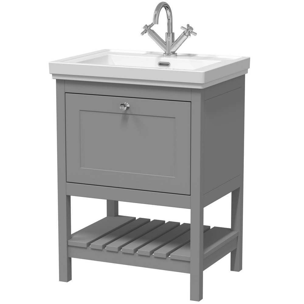 Hudson Reed Bexley 600mm Cool Grey Vanity Unit with Basin | Low Price