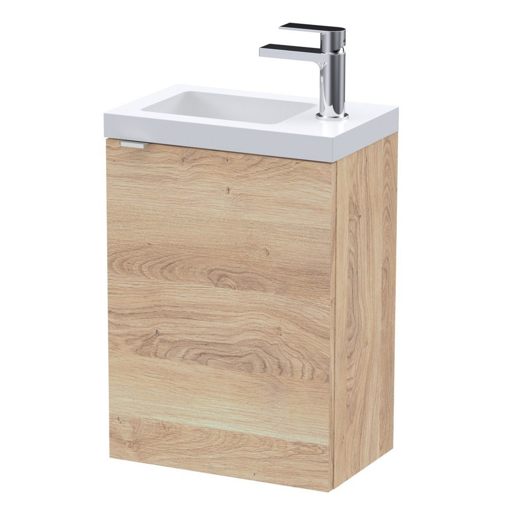 Hudson Reed Fusion Wall Hung Slimline 400mm Vanity Unit in Bleached Oak ...