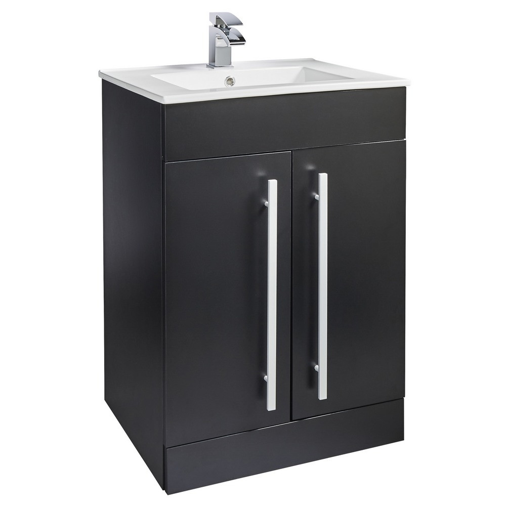 Kartell Purity Nero Matt Black Floorstanding 600mm Two Door Vanity Unit ...