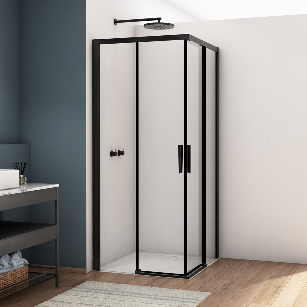 Kudos Divera 800 x 800mm Corner Entry Shower Enclosure in Matt Black ...