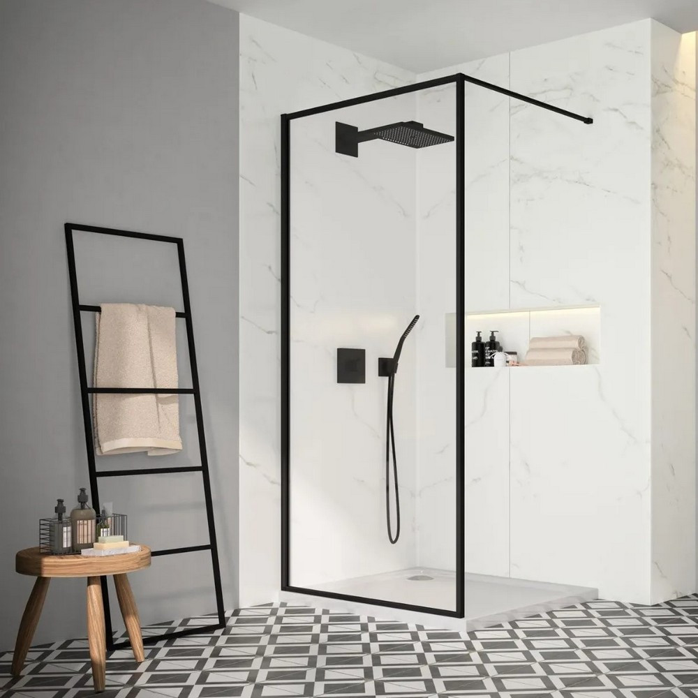 Merlyn 8mm Black 800mm Framed Wetroom Panel | Walk In