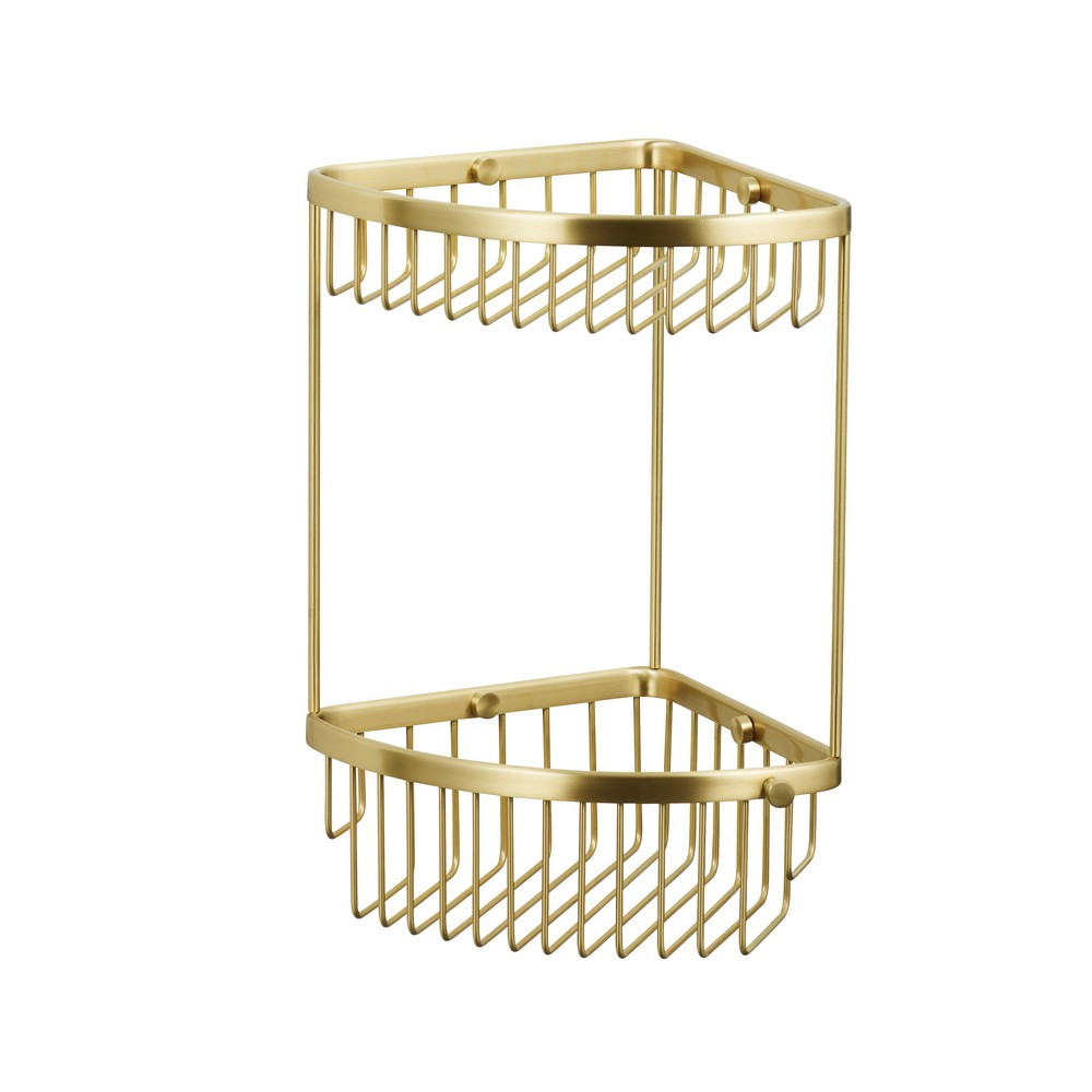 Miller Classic Two-Tier Brushed Brass Corner Basket | Low Prices