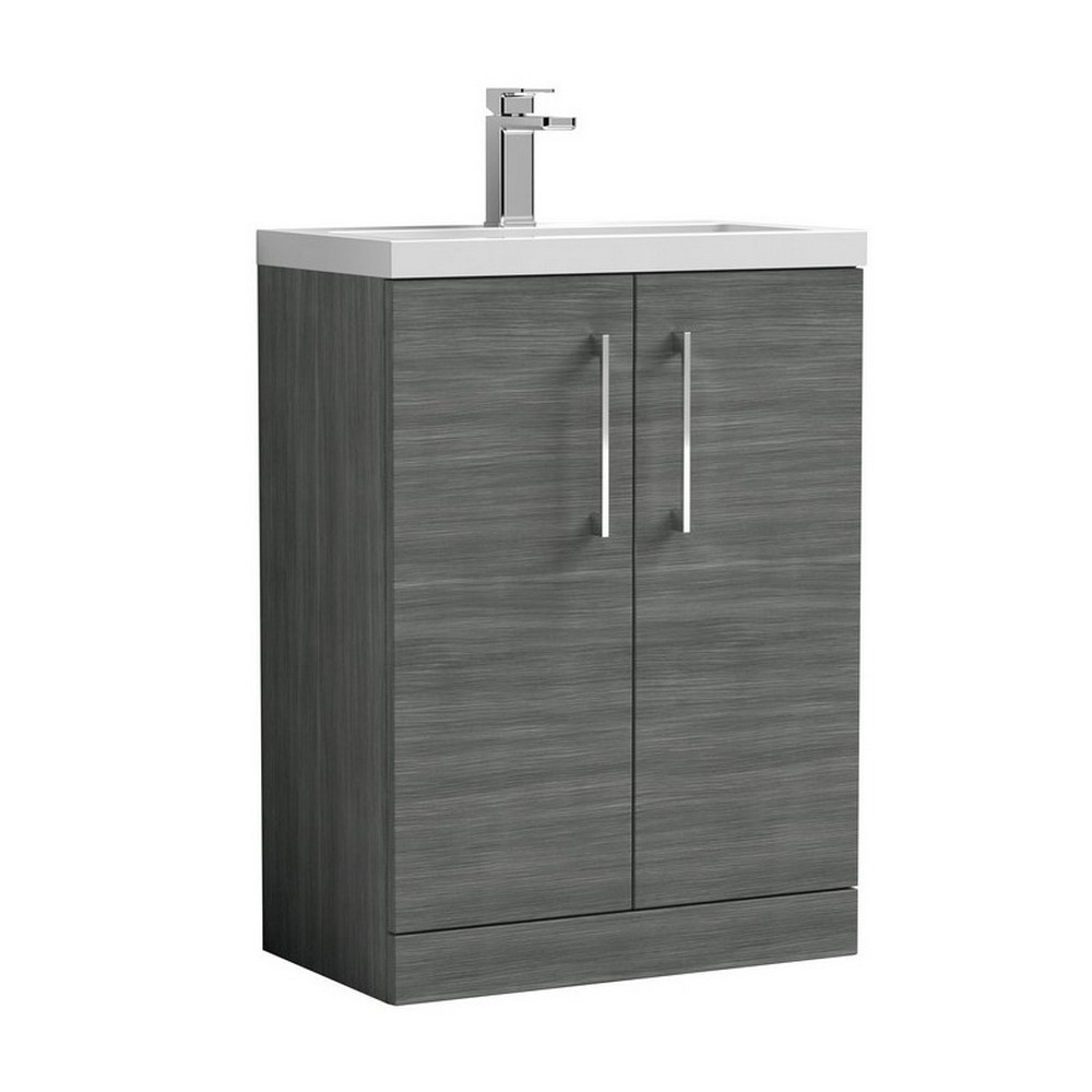 Nuie Arno 600mm Anthracite Woodgrain Compact Floor Standing Unit | Low ...