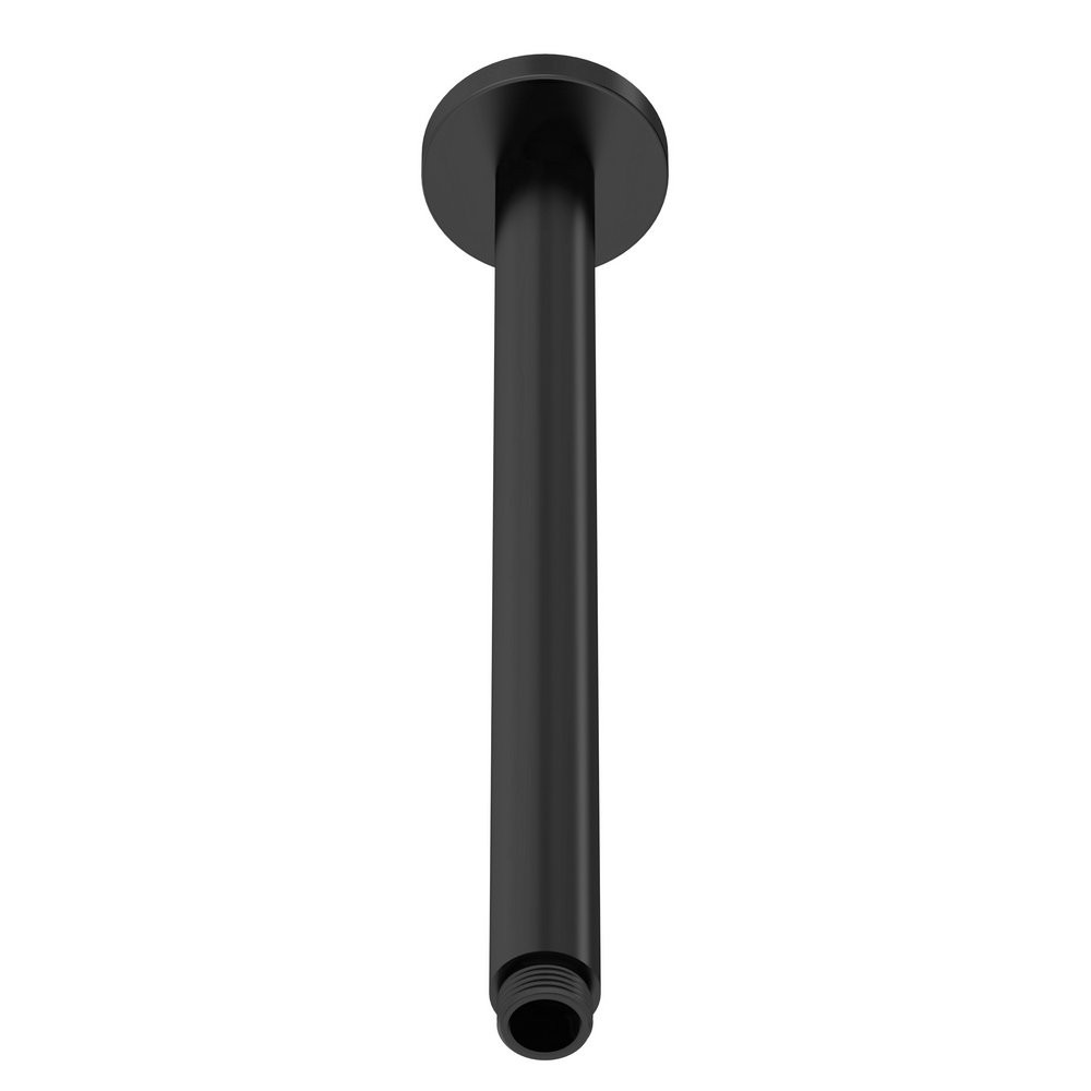 Nuie Arvan Long 300mm Round Ceiling Arm Black | Showers To You