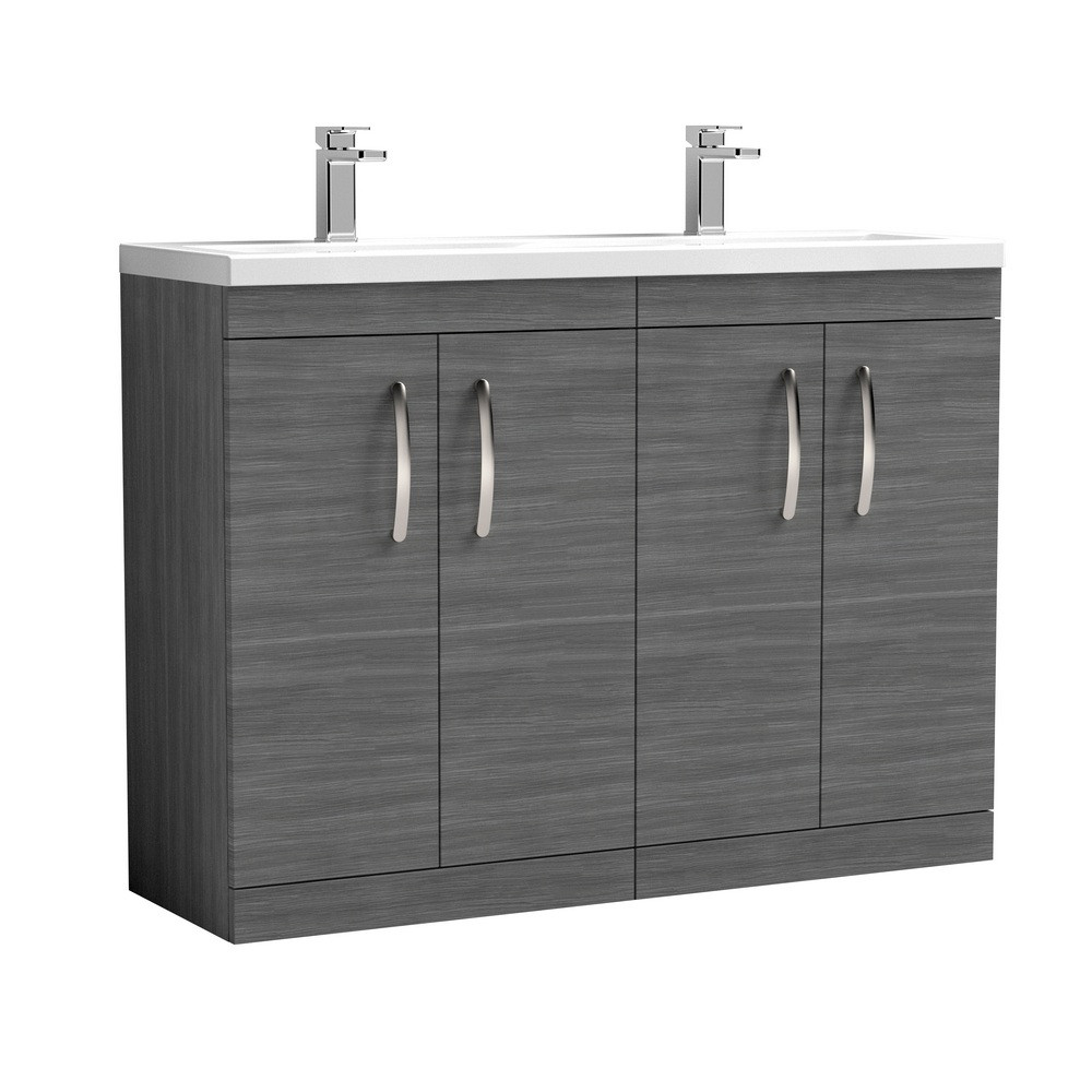 Nuie Athena 1200mm Anthracite Woodgrain Floor Standing Four Door Vanity ...