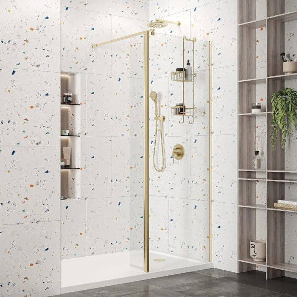 Roman Haven Select 400mm Brushed Brass 10mm Wetroom Panel | Low Price