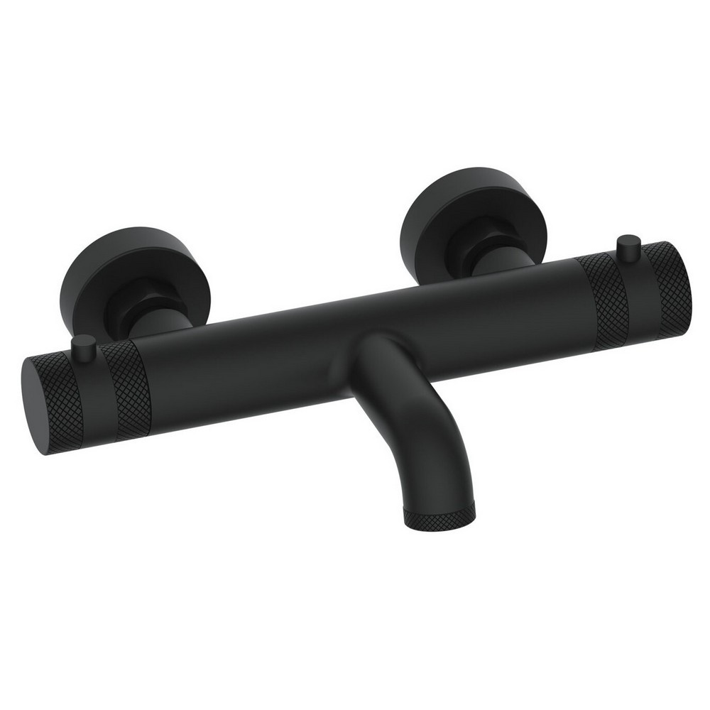 Scudo Core Wall Mounted Bath Filler in Black | Bathroom Taps