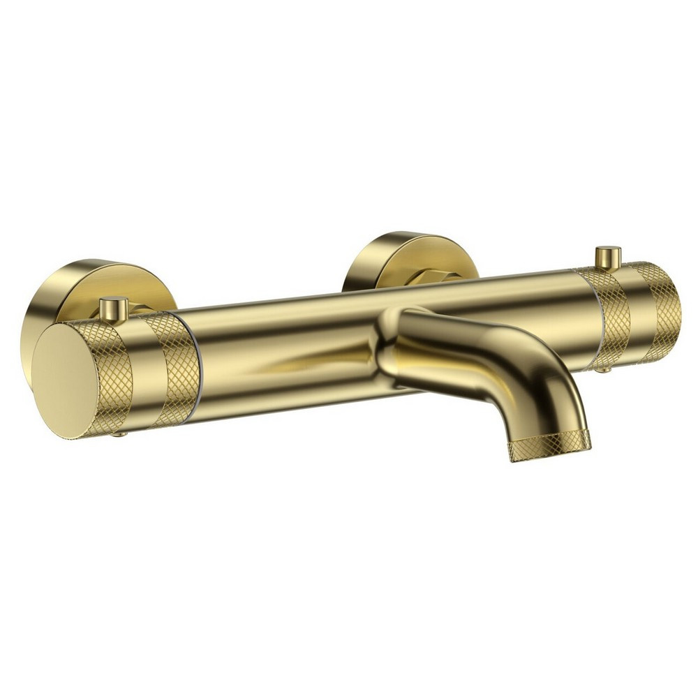 Scudo Core Wall Mounted Bath Filler in Brushed Brass | Bathroom Taps