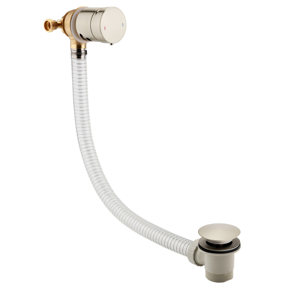Scudo Overflow Bath Filler with Waste in Brushed Nickel | Waste Fitting