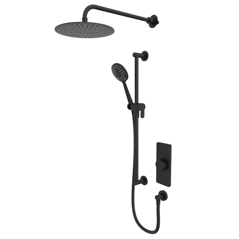 Tavistock Axiom Black Push Button Dual Function Shower with Riser Rail ...