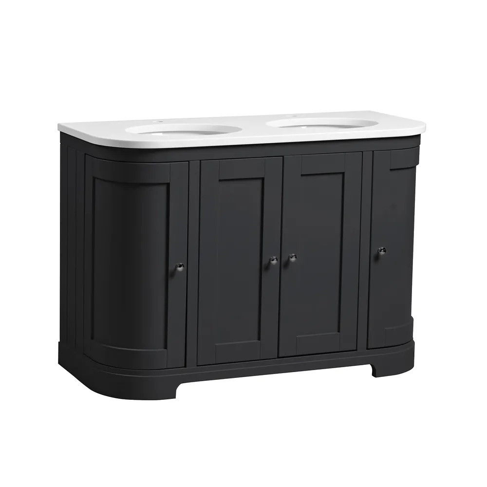 Tavistock Lansdown 1200mm Matt Black Underslung Curved Double Vanity ...