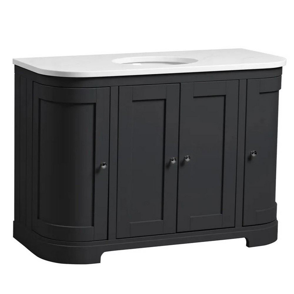 Tavistock Lansdown 1200mm Matt Black Underslung Curved Vanity Unit ...