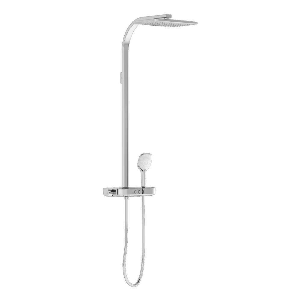 VitrA Aquaheat Charm S 360 Chrome Thermostatic Mixer Shower with Shelf ...