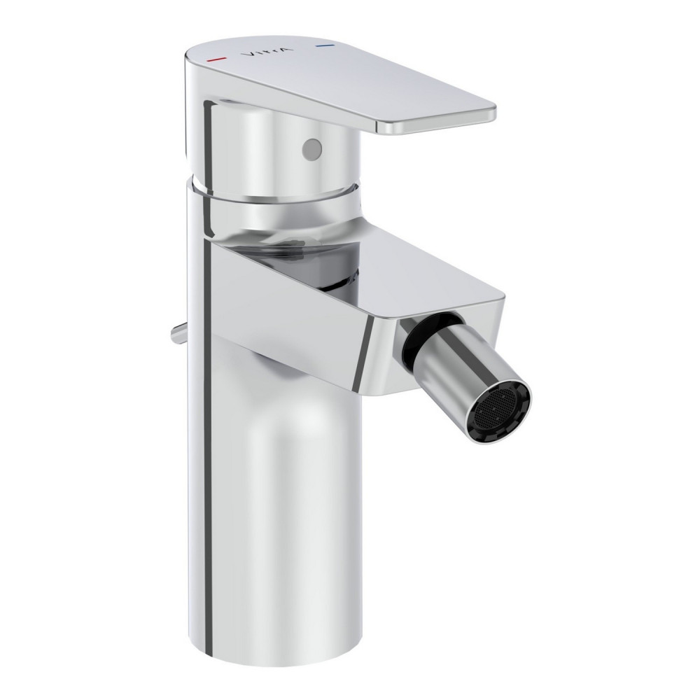 VitrA Flow Square Chrome Bidet Mixer with Waste | Luxury Taps