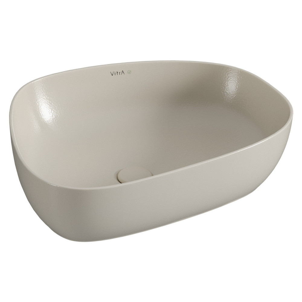 VitrA Outline 570mm Pebble Recycled Countertop Basin in Matt Taupe ...