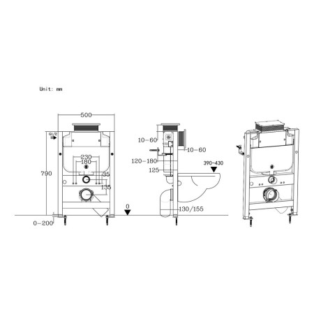 Ajax Low Height Wall Hung WC Frame and Cistern | Toilet Frame
