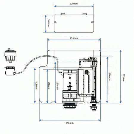 Scudo Concealed Cistern with Chrome Round Button and Bottom Inlet ...