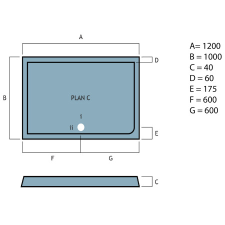 Vantage 1200 x 1000mm Rectangular Shower Tray | Showering