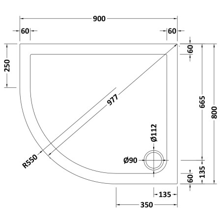 Vantage 900 x 800mm Left Hand Offset Quadrant Shower Tray | Shower Base
