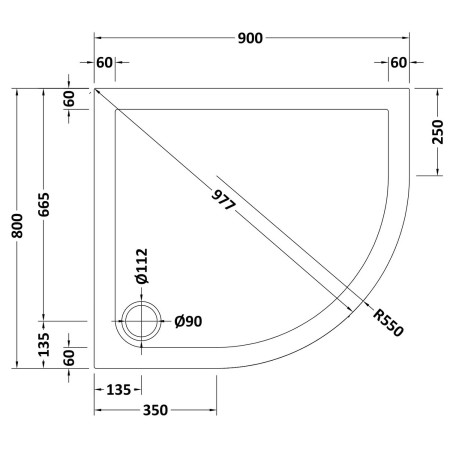 Vantage 900 x 800mm Right Hand Offset Quadrant Shower Tray | Shower Base
