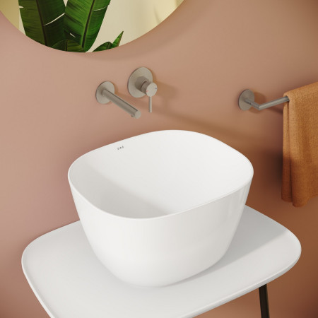 VitrA Origin Wall Mounted 2TH Basin Mixer in Brushed Nickel | Luxury Taps