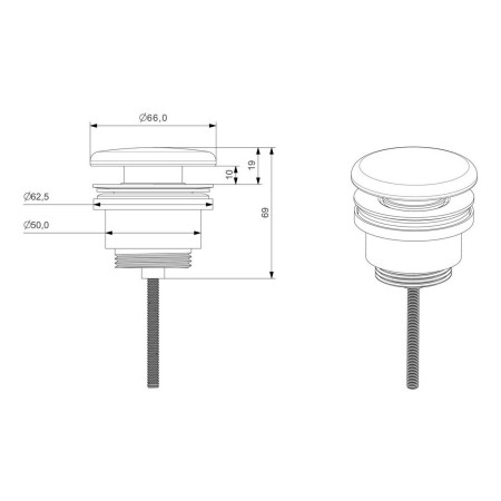 VitrA Universal Push Open White Ceramic Basin Waste | Waste Fittings