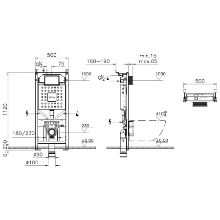 VitrA V Fix Prime Wall Hung WC Frame and Cistern | Toilet Frame