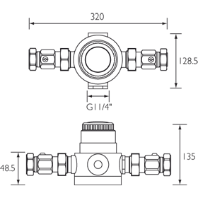 28mm TMV3 Group Thermostatic Mixing Valve | TS6000ECP